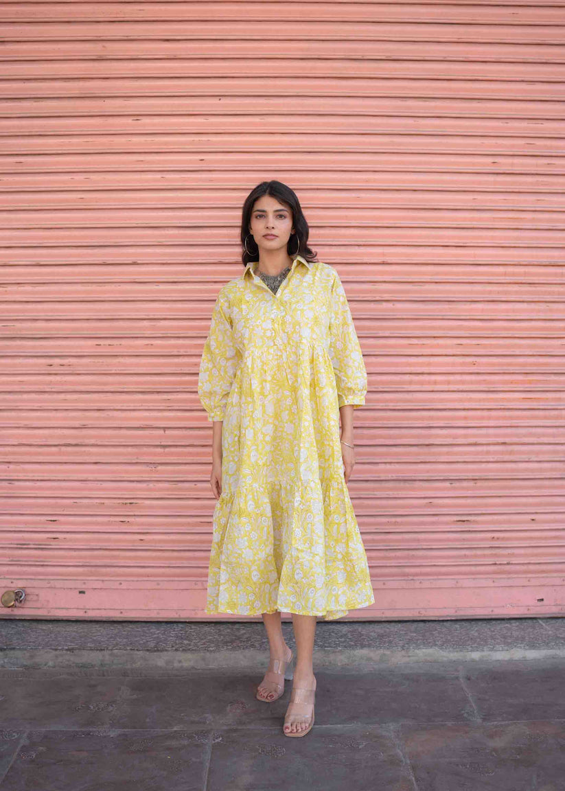 Meadow Muse Hand-Block Dress – KraftTales